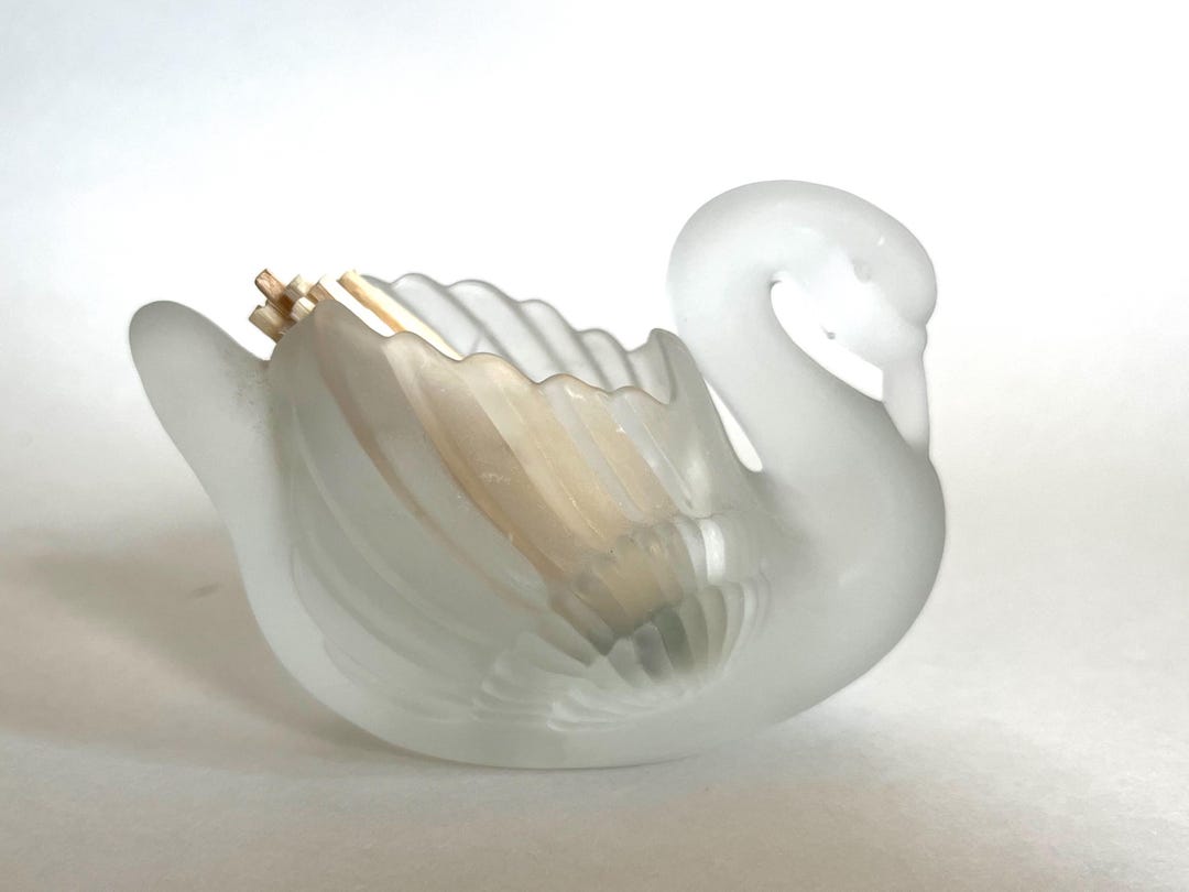 Frosted Glass Swan, Match Holder, Handblown Glass - Etsy