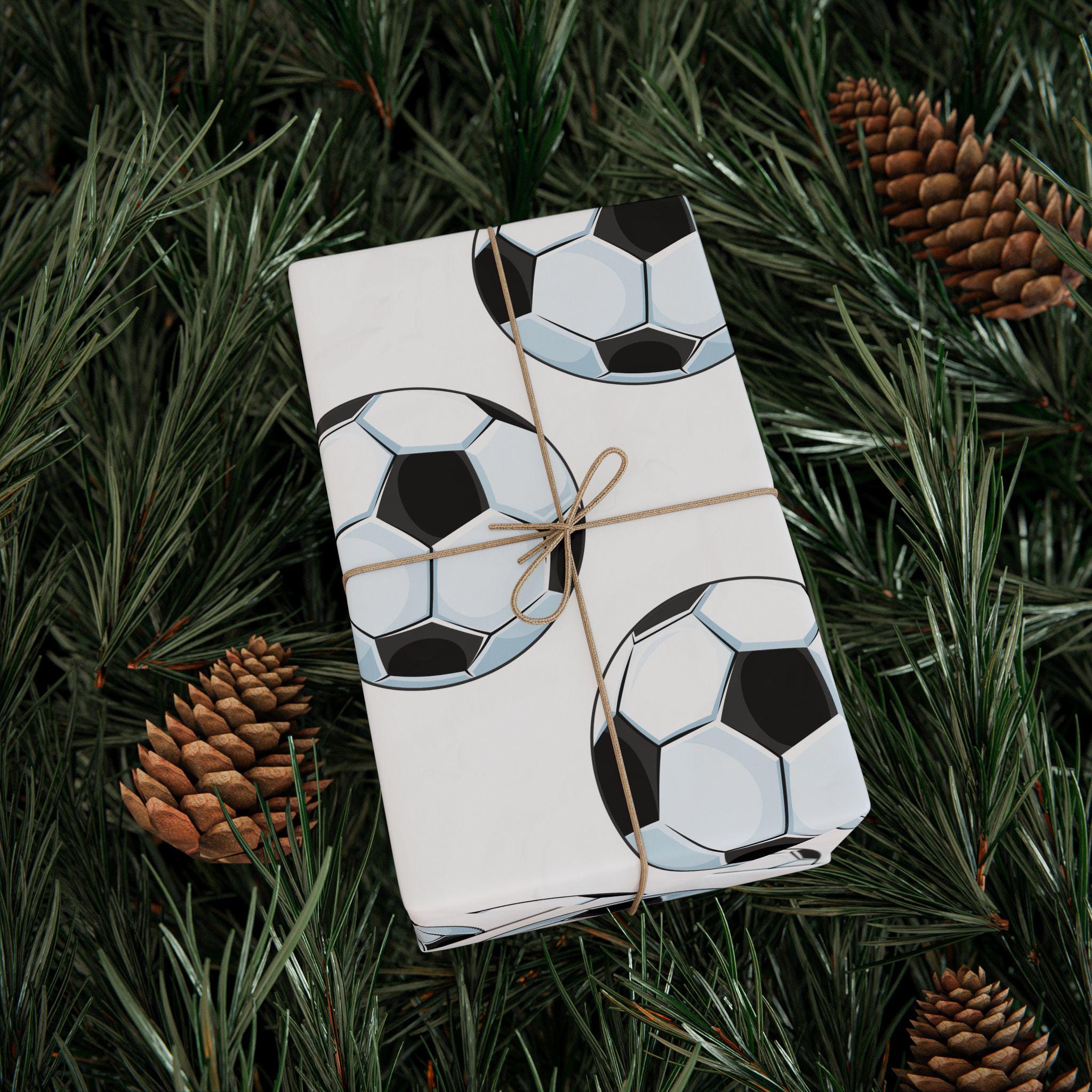 SOCCER Ball SPORTS Gift WRAPPING Paper, Soccer Themed Football Party ...