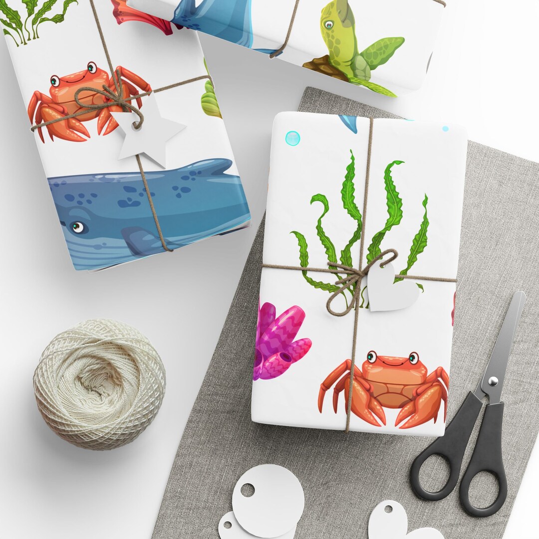 Under the Sea/ Crab/ Whale Wrapping Paper for Birthday/ Holiday ...