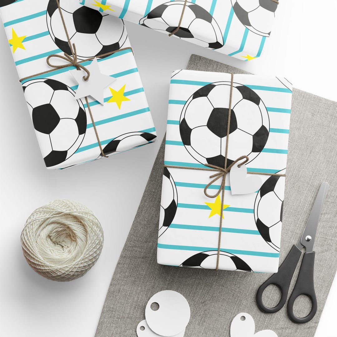 All Star Soccer Sports Wrapping Paper for Birthday/ Holiday Halloween ...