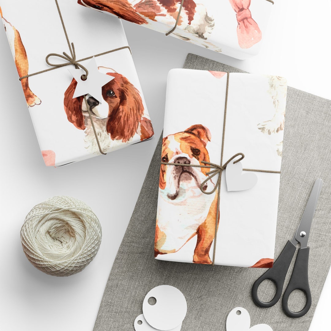 Funny ANIMAL GIFT WRAPPING Paper Roll, Puppy Bulldog Gift Wrap Paper ...