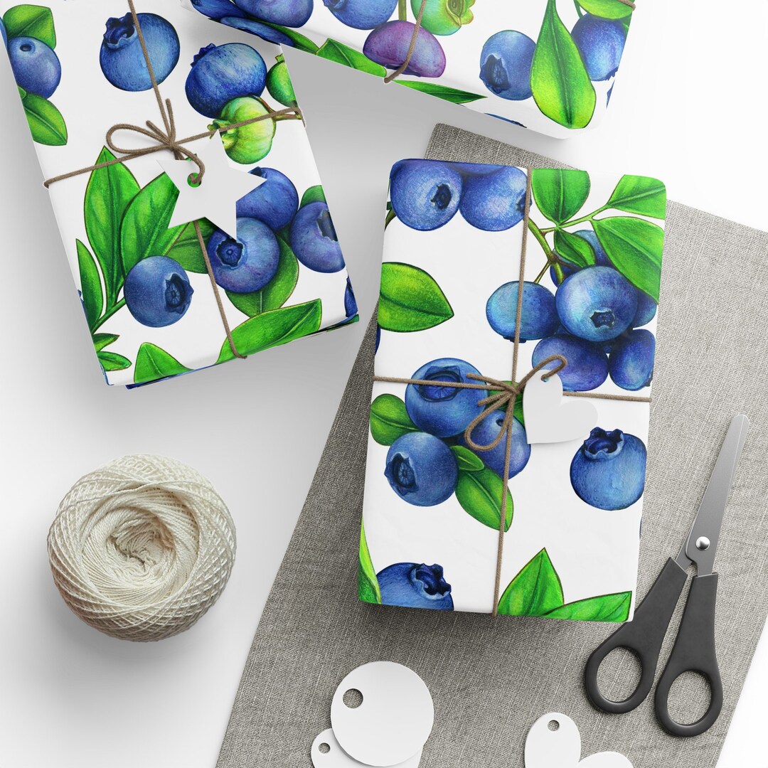 Pretty Simple Blueberry/ Fruit Wrapping Paper for Birthday/ Holiday ...