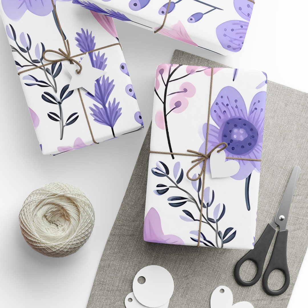 FLORIST Gift WRAPPING PAPER Roll, Cute Flowers Design Decorative Gift ...