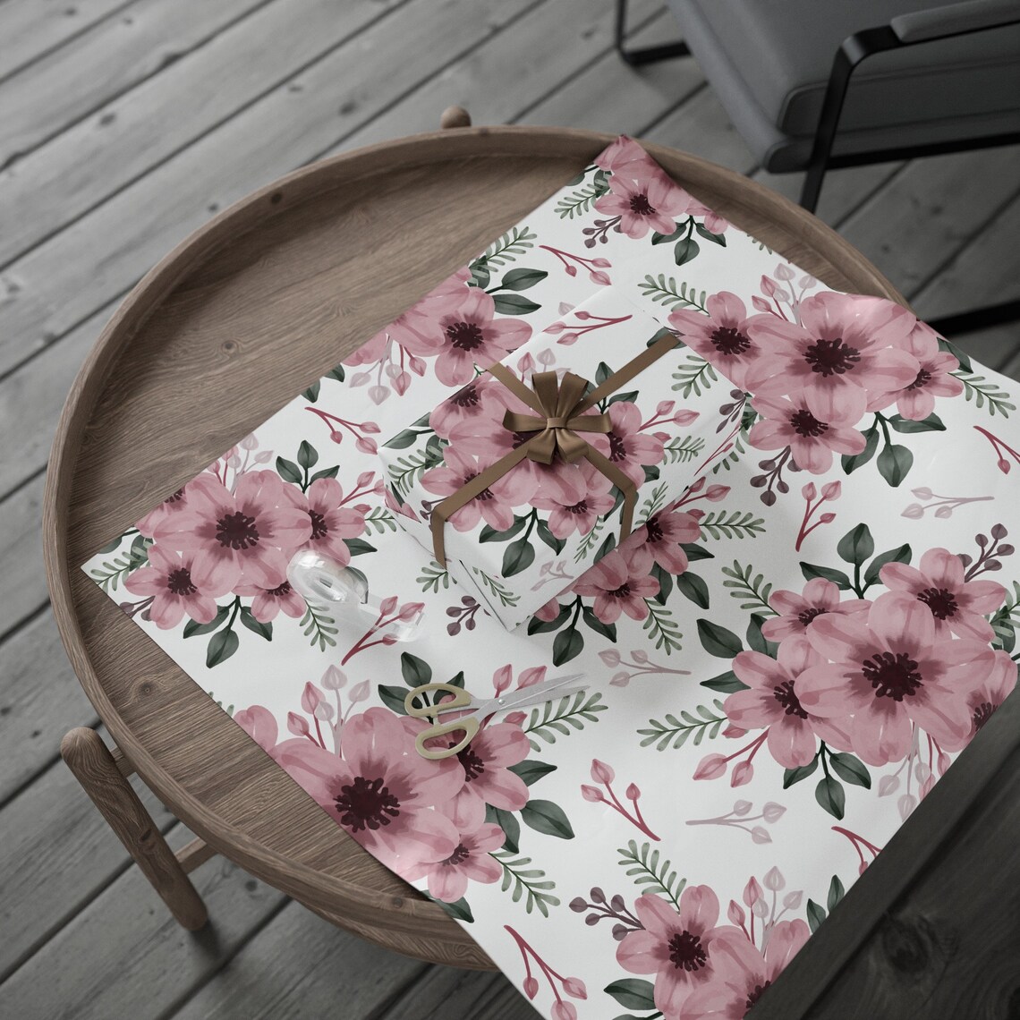 Copy of Watercolor Blue Multi Colored Floral Wrapping Paper for ...