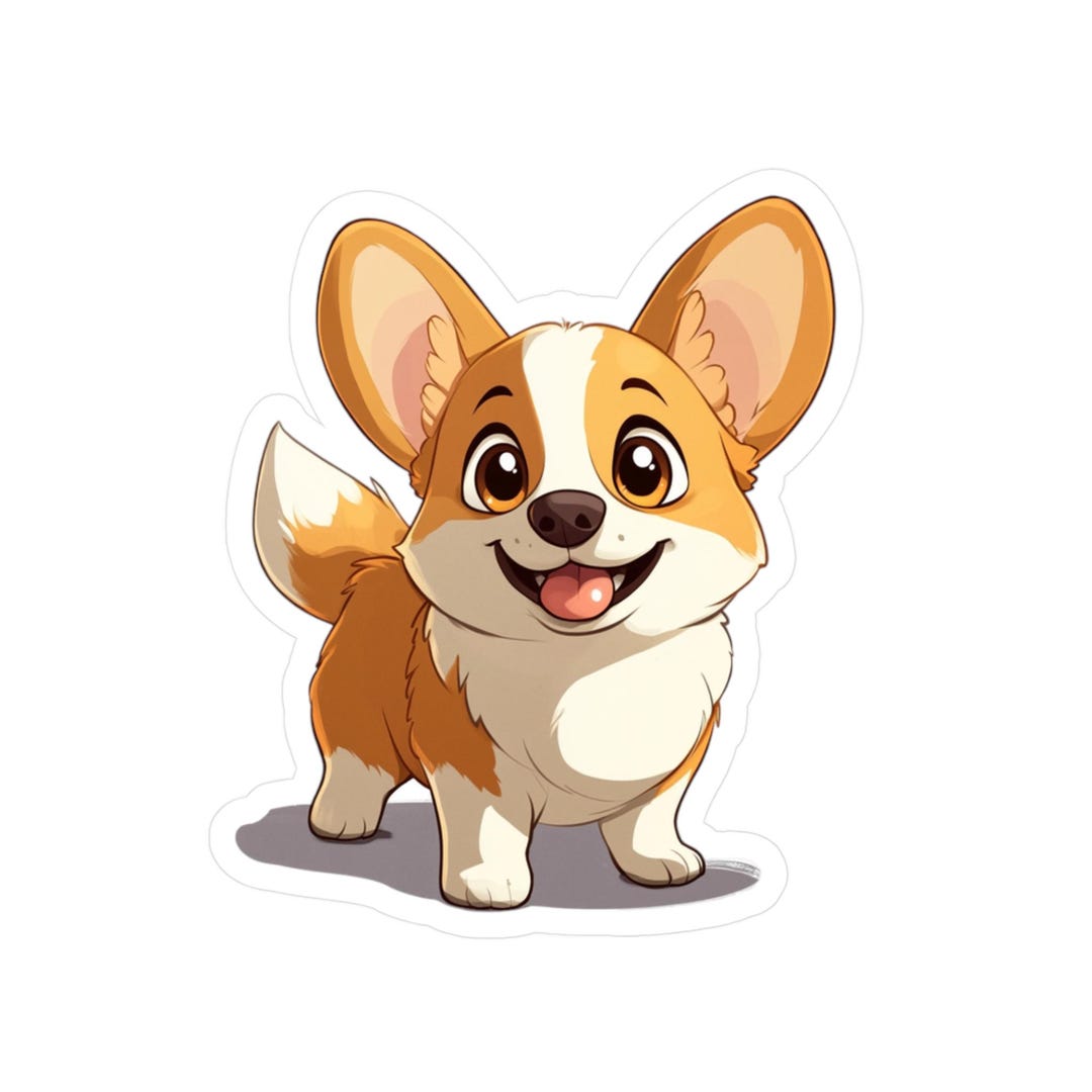 Kiss-cut Vinyl Decal of Cartoon Corgi Gold Tricolor - Etsy