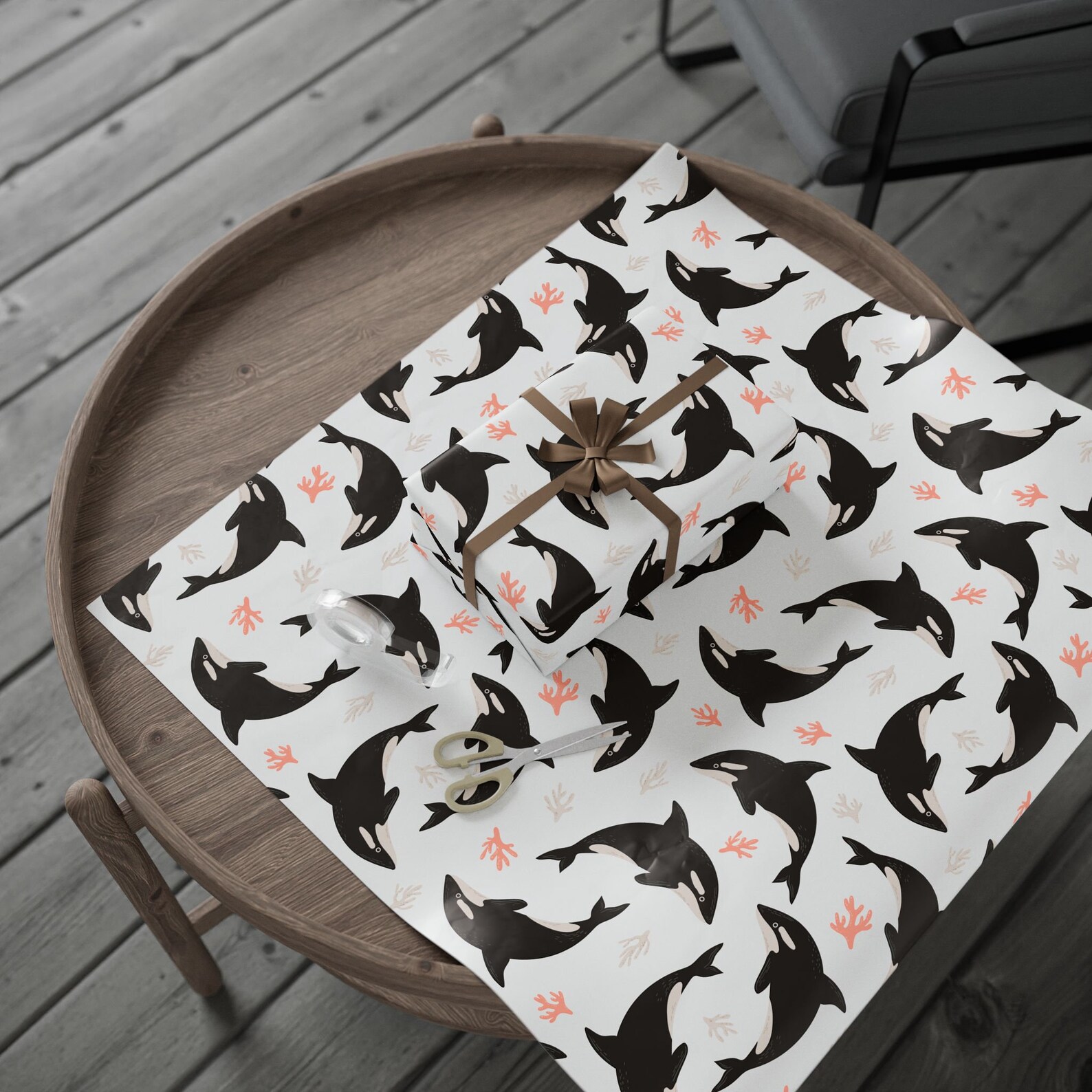 Ocean/ Orca Whale Wrapping Paper for Birthday/ Holiday/ Christmas/ Just ...