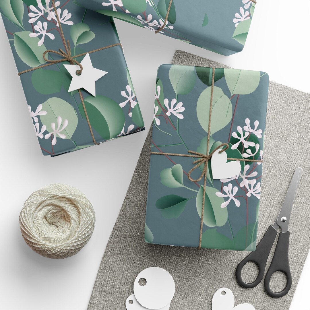 Pretty Sage Green Floral Wrapping Paper Variation 2 for Birthday ...