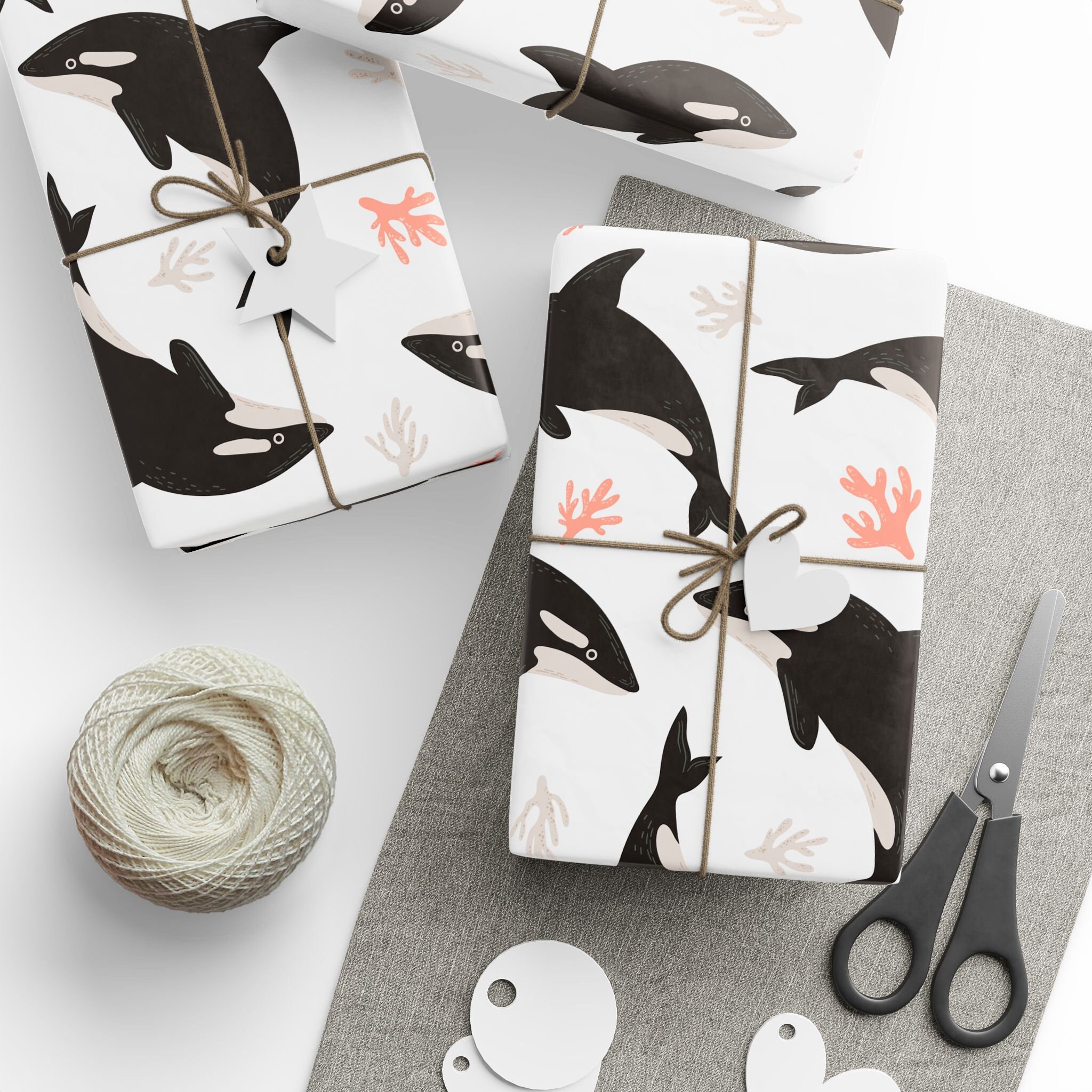 Ocean/ Orca Whale Wrapping Paper for Birthday/ Holiday/ Christmas/ Just ...