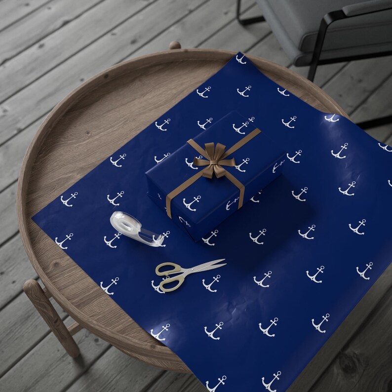 Blue Anchor Wrapping Paper for Birthday/ Holiday/ Christmas/ Just ...