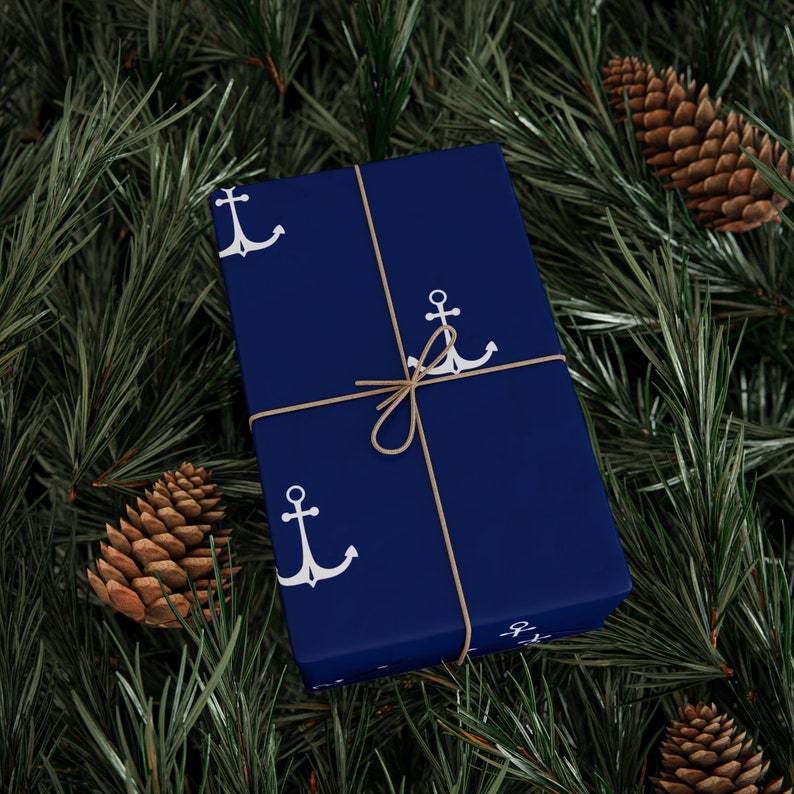 Blue Anchor Wrapping Paper for Birthday/ Holiday/ Christmas/ Just ...
