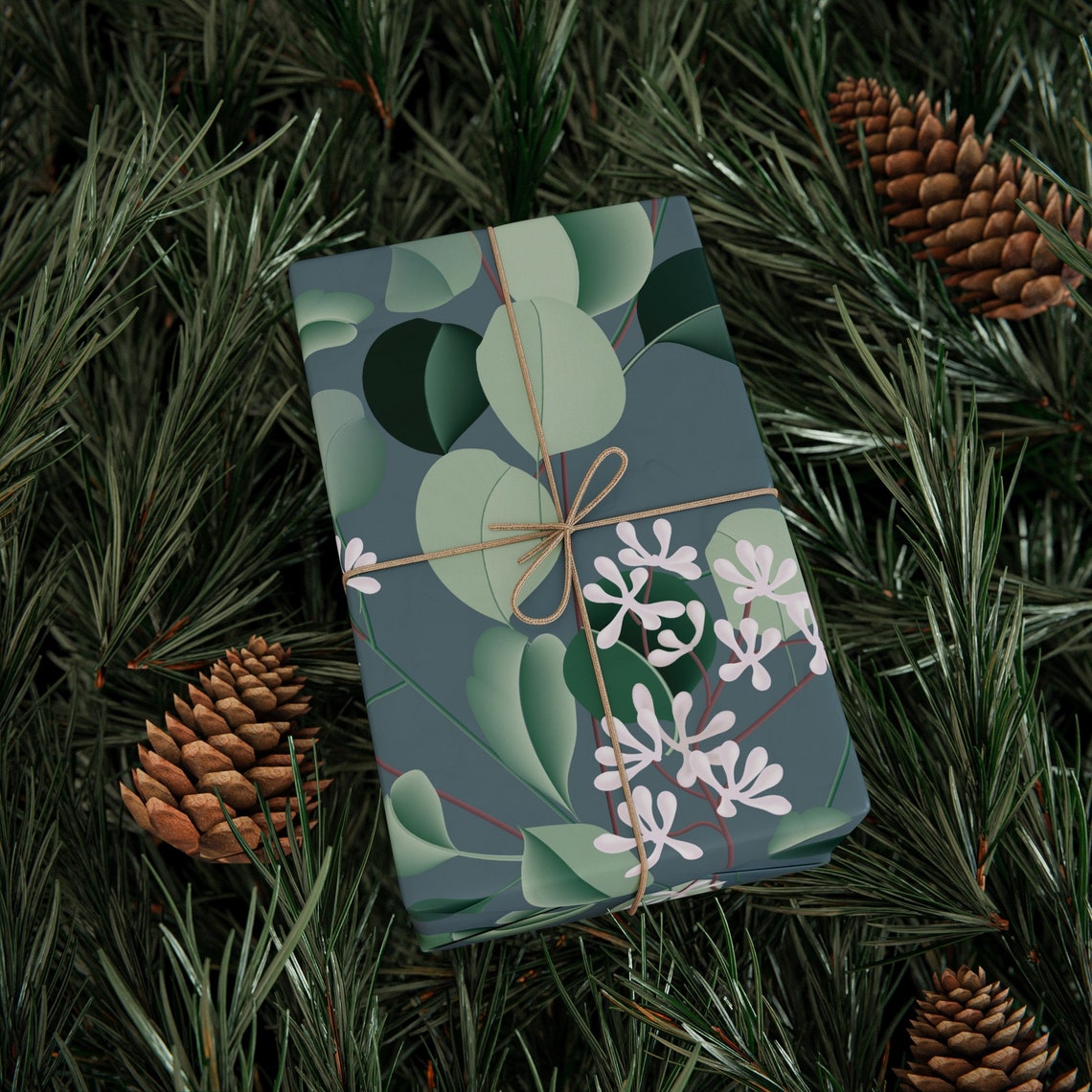 Pretty Sage Green Floral Wrapping Paper Variation 2 for Birthday ...