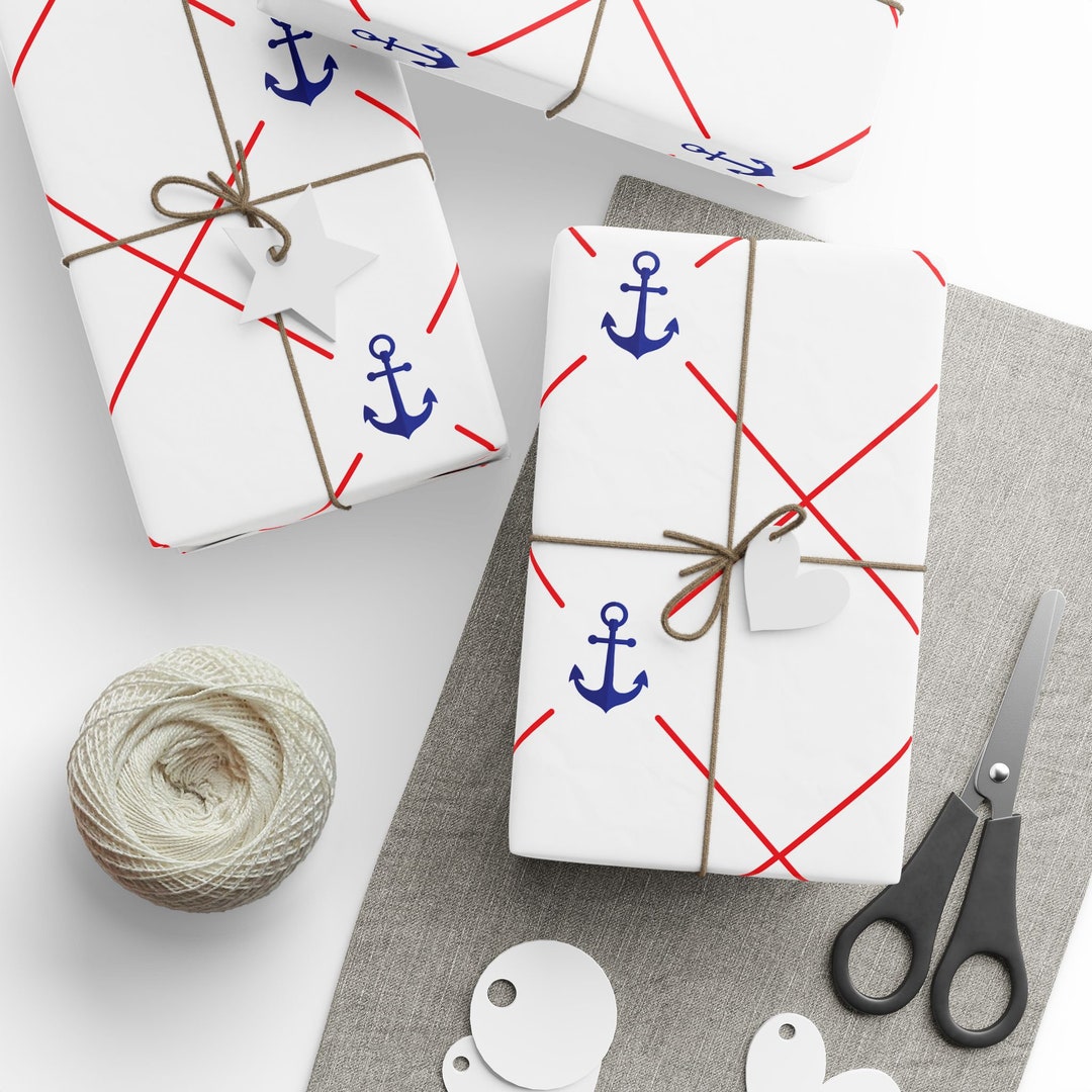 Simple Red/blue Anchor Wrapping Paper for Birthday/ Holiday/ Christmas ...