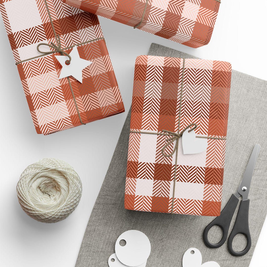 Fall Colored Plaid Wrapping Paper for Birthday/ Holiday Halloween ...