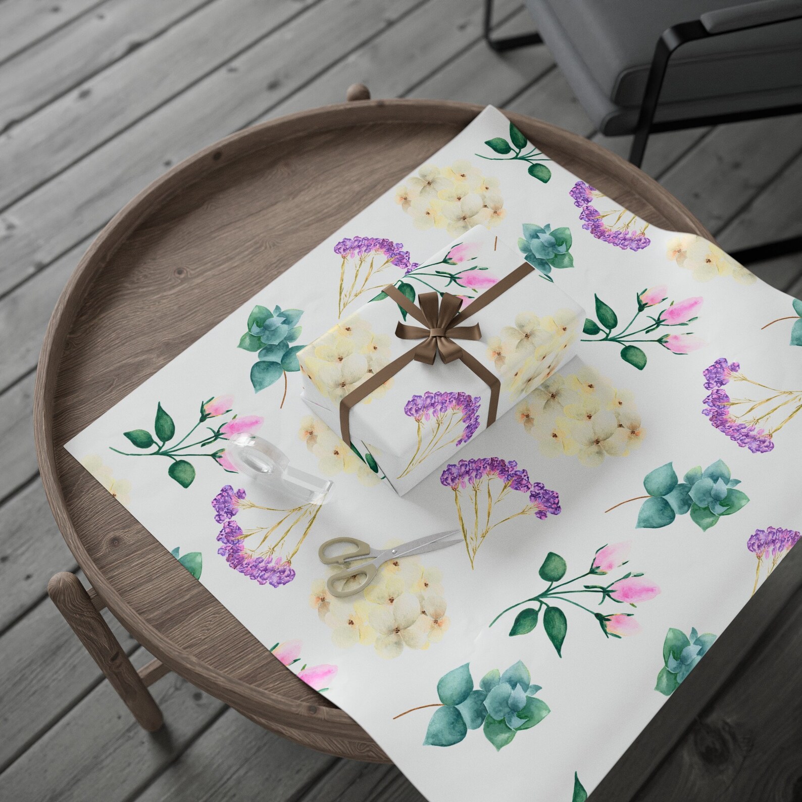 Bright Multi Colored Floral Wrapping Paper for Birthday/ Holiday ...