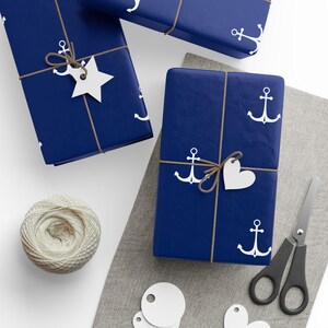 Blue Anchor Wrapping Paper for Birthday/ Holiday/ Christmas/ Just ...