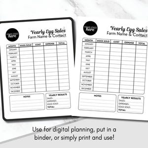Egg Production Yearly Sales Hatching Tracker Log, Chicken Duck Egg ...