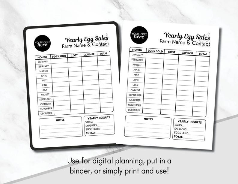 Egg Production Yearly Sales Hatching Tracker Log, Chicken Duck Egg ...