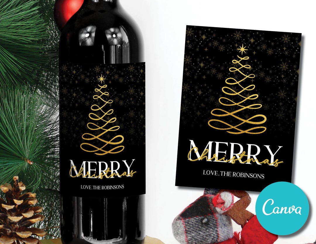 Personalized Editable Christmas Wine Label Template Gift, Printable ...
