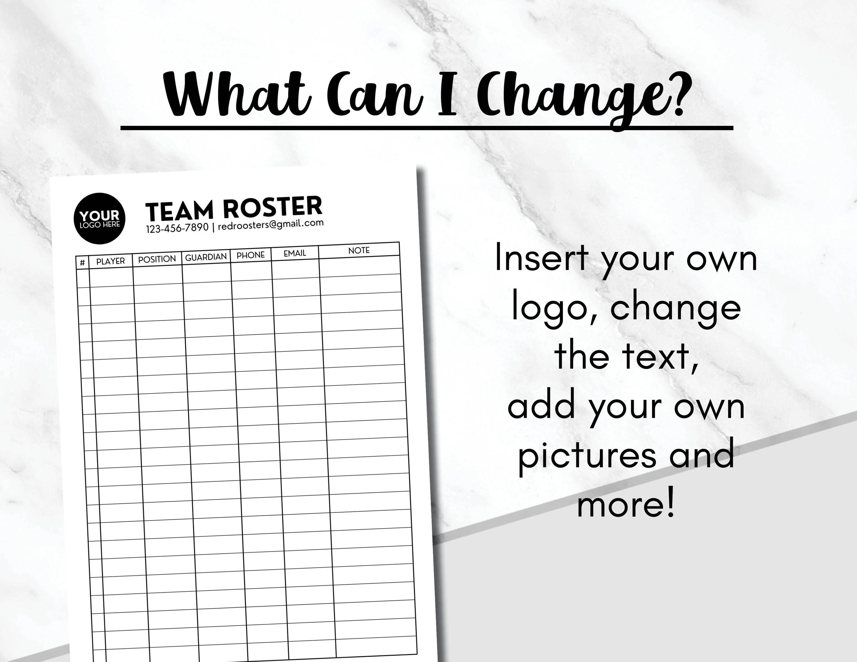 Sports Roster Team Recruit Template, Editable Player Profile Club ...