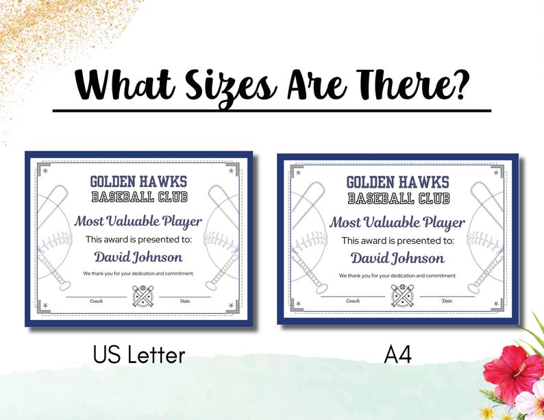 Editable Baseball Sports Certificate Template Award Gift, Printable ...