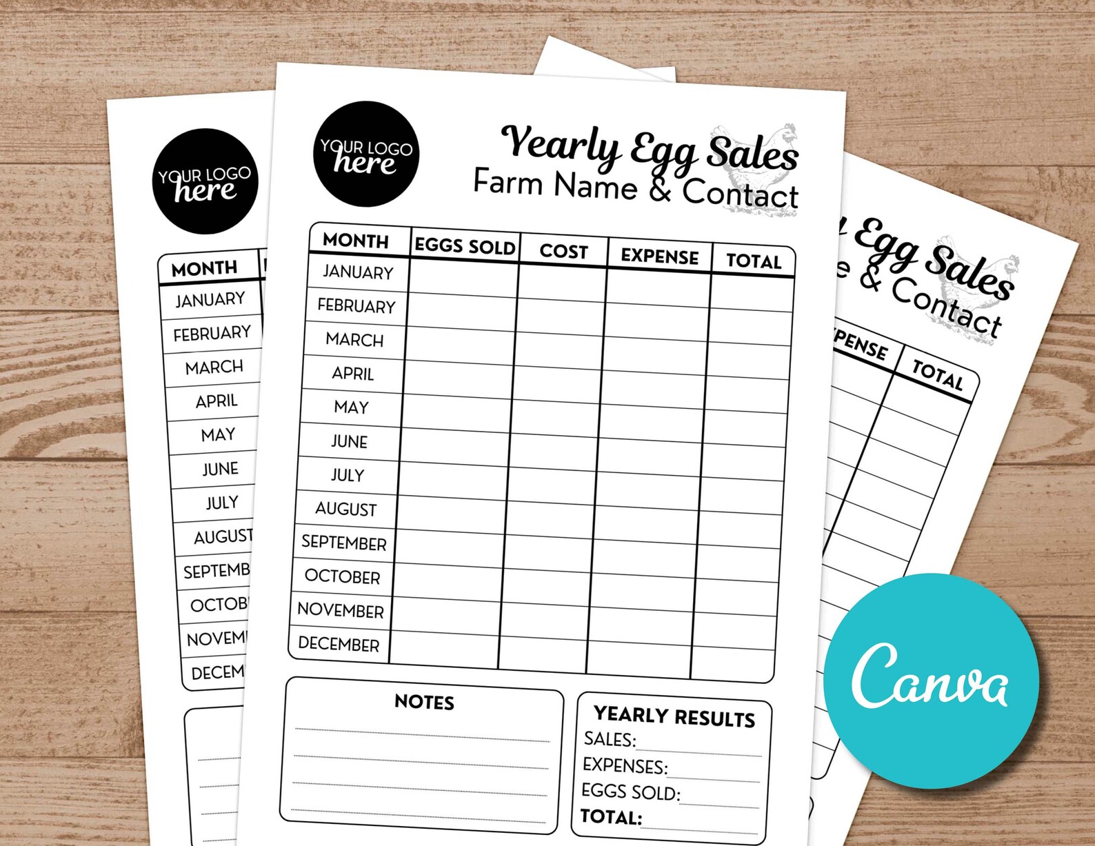 Egg Production Yearly Sales Hatching Tracker Log, Chicken Duck Egg ...