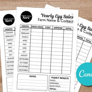 Egg Production Yearly Sales Hatching Tracker Log, Chicken Duck Egg ...
