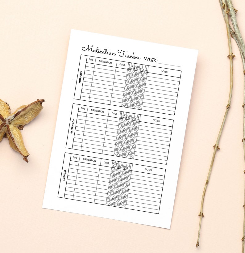 Printable Medication Log Medicine Tracker Book List Template, Weekly ...