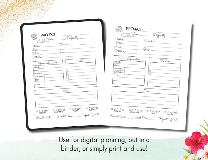 Printable Crochet Planner Tracker Organizer Journal Log Page, Knit ...