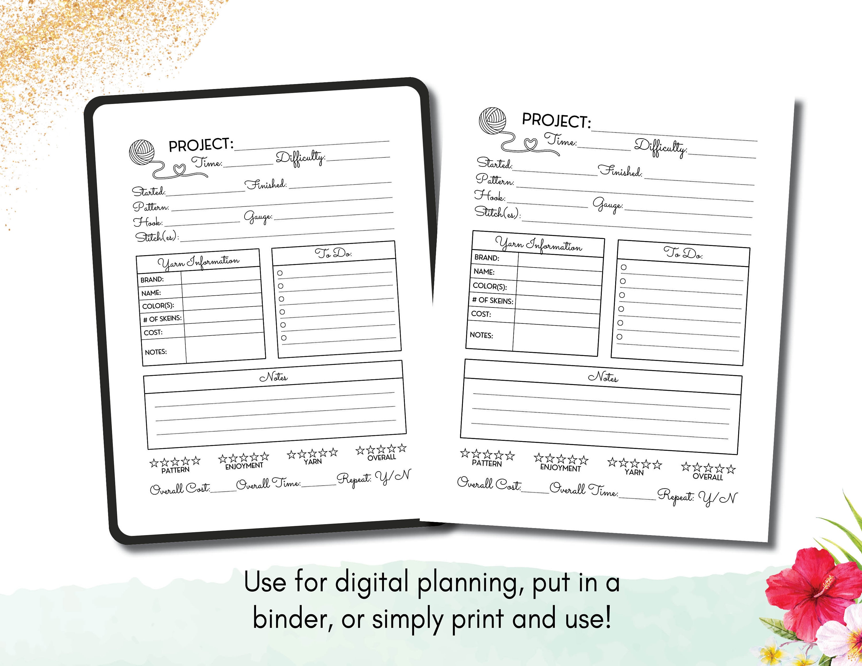 Printable Crochet Planner Tracker Organizer Journal Log Page, Knit ...