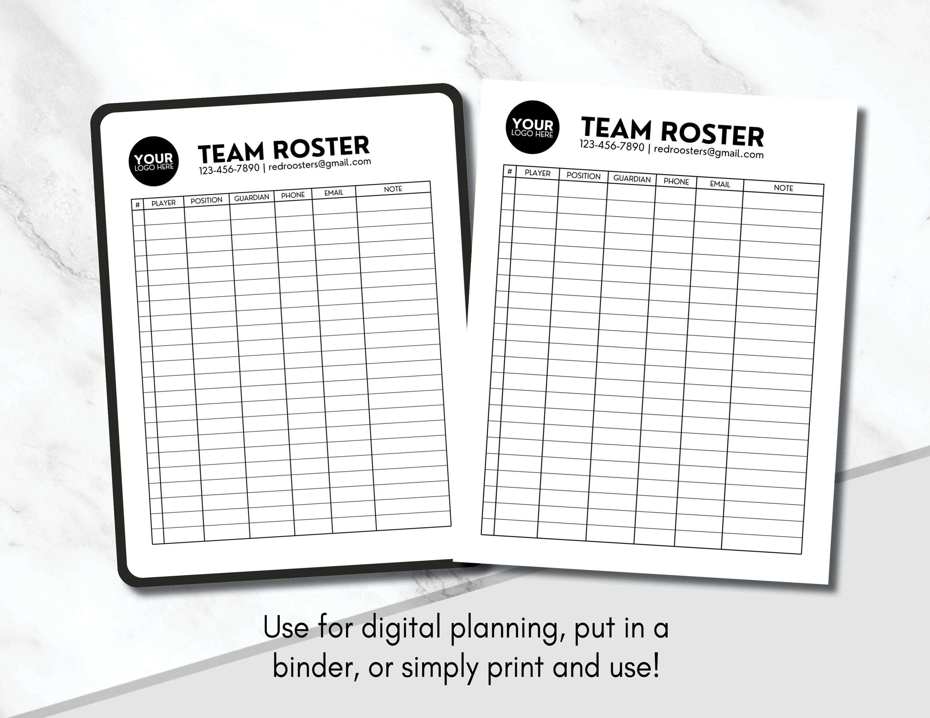 Sports Roster Team Recruit Template, Editable Player Profile Club ...