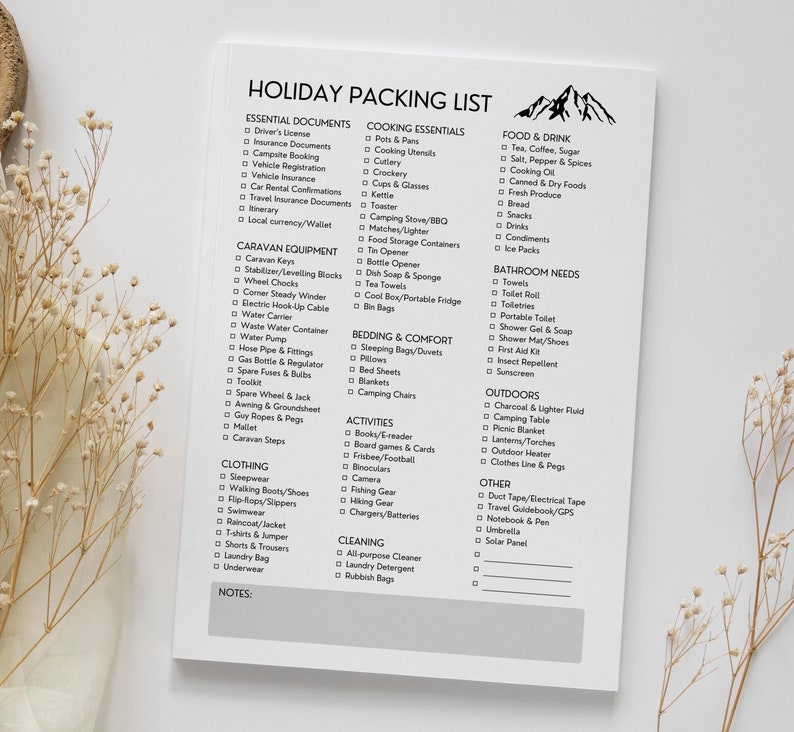 Printable RV Caravan Camping Packing Checklist Planner, Car Camping ...