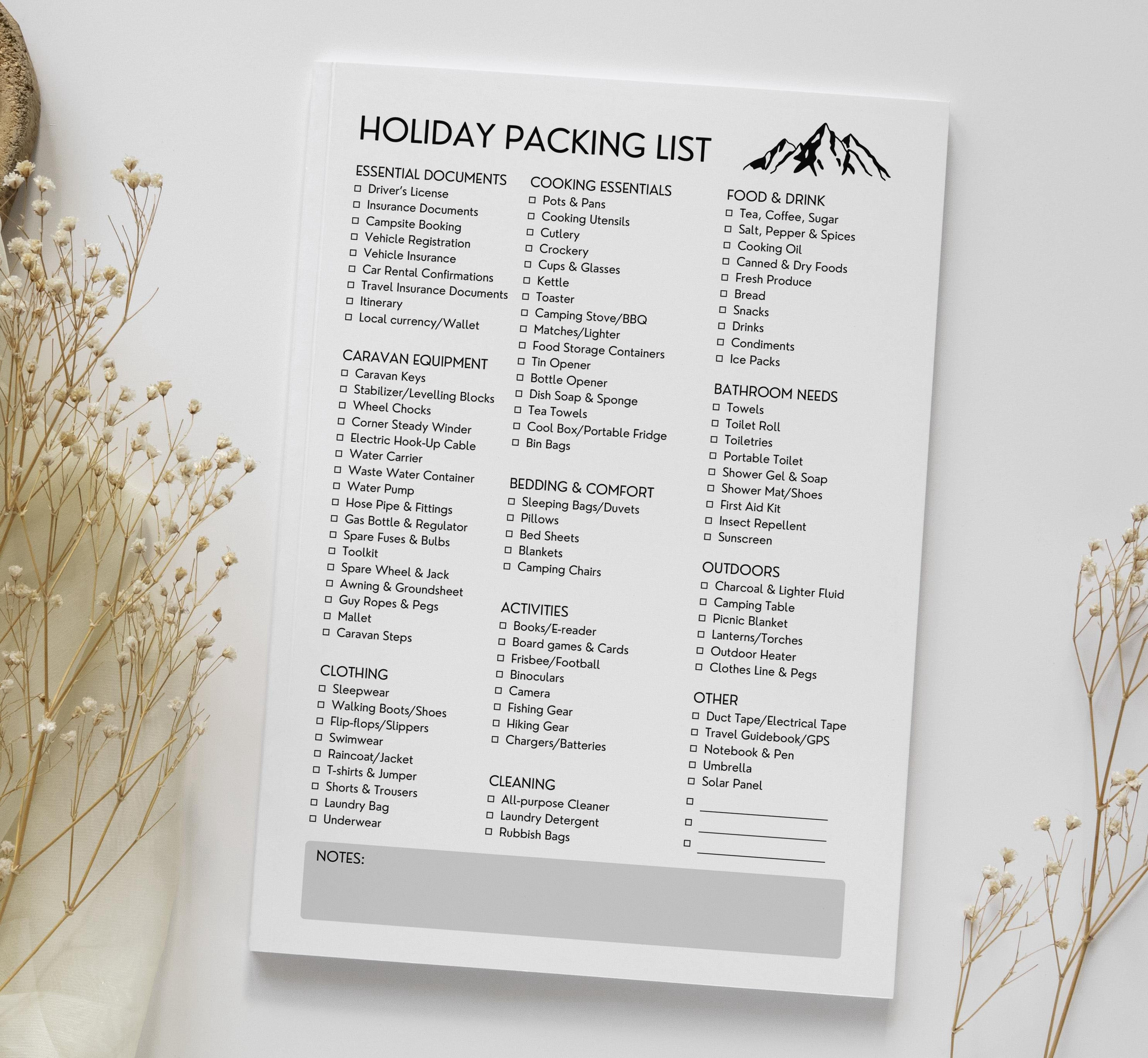 Printable RV Caravan Camping Packing Checklist Planner, Car Camping ...