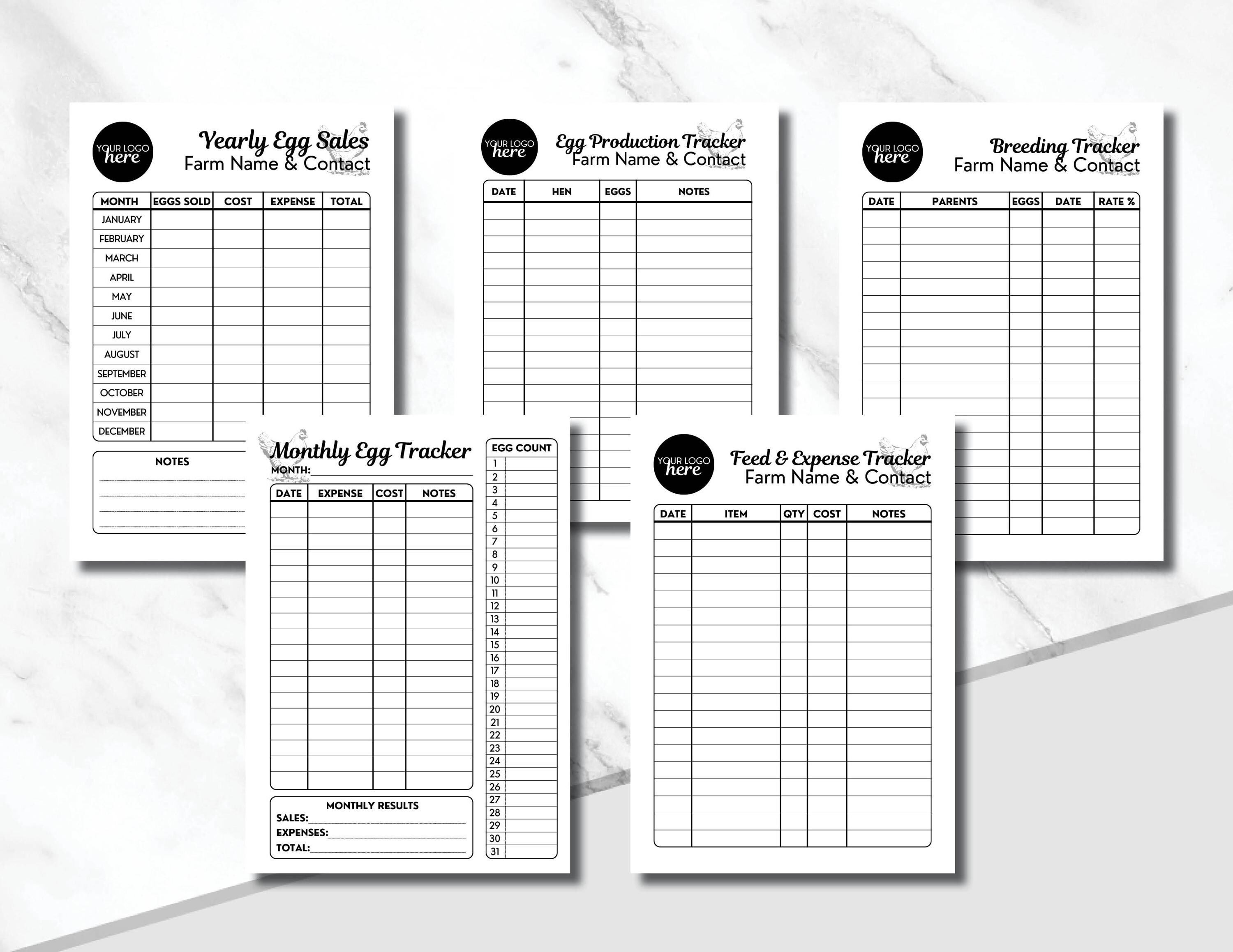 Editable Chicken Egg Tracker Log Labels Hatching Order Sales Form ...