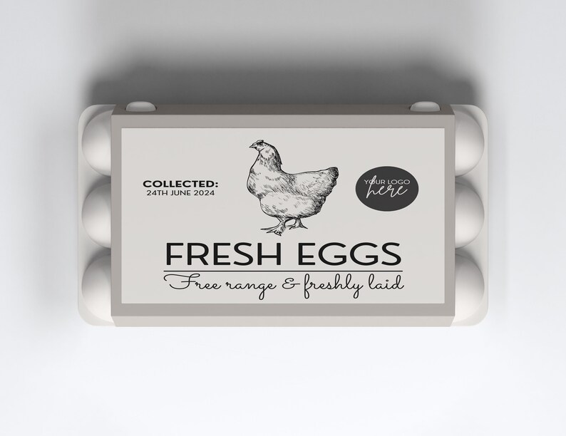 Custom Editable Egg Box Carton Labels Stickers Template, Personalized ...