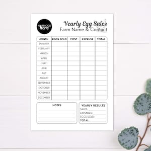 Egg Production Yearly Sales Hatching Tracker Log, Chicken Duck Egg ...