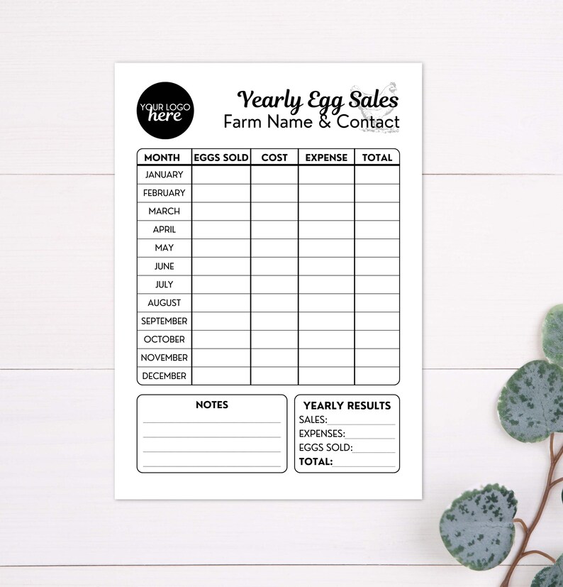 Egg Production Yearly Sales Hatching Tracker Log, Chicken Duck Egg ...