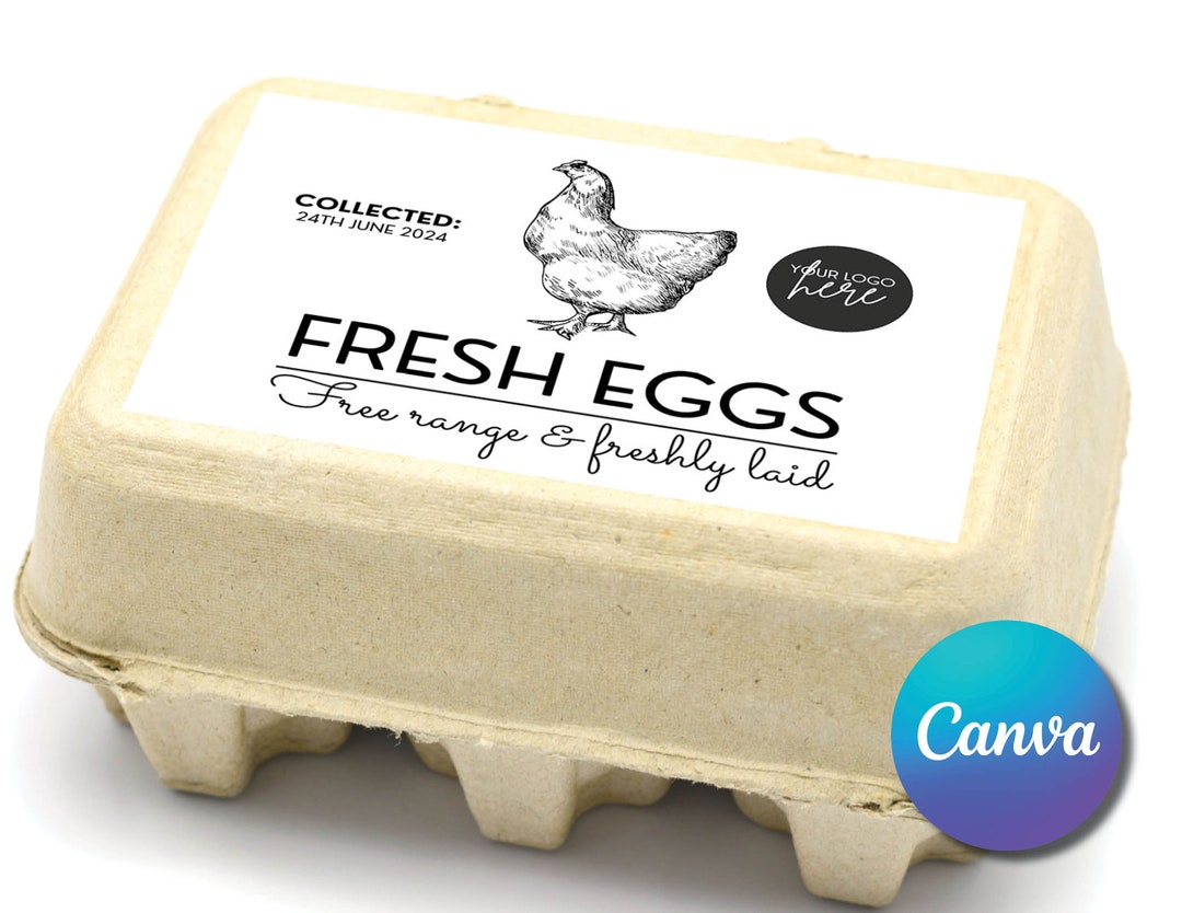 Custom Editable Egg Box Carton Labels Stickers Template, Personalized ...