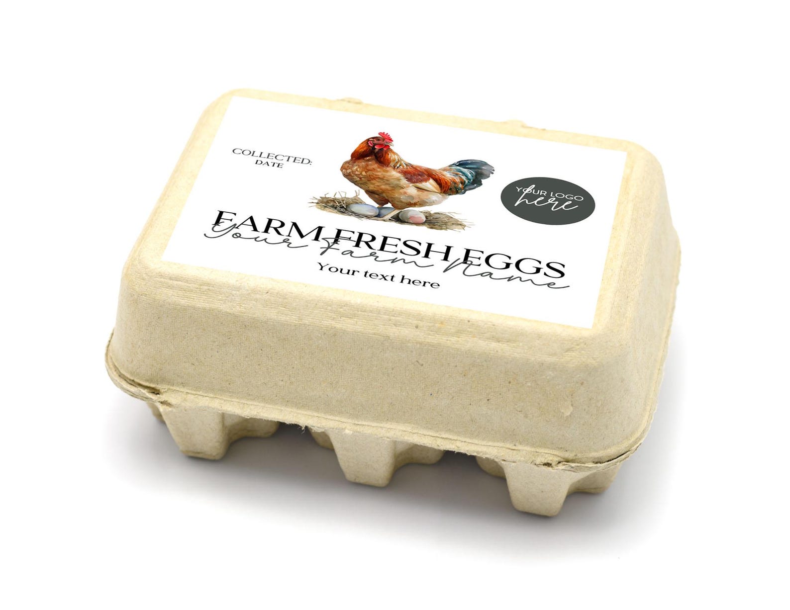 Custom Editable Egg Box Carton Labels Stickers Template, Personalized ...