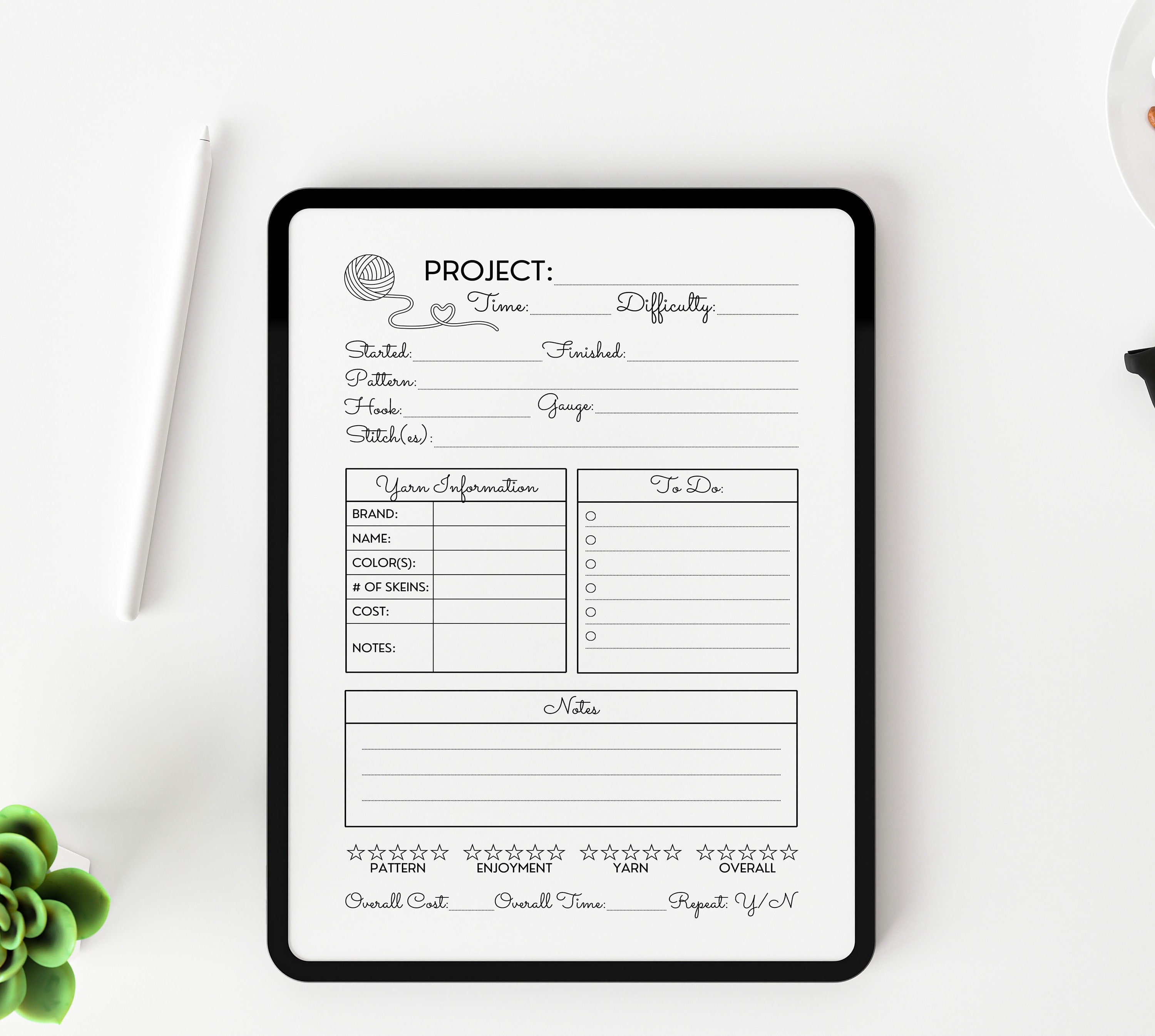 Printable Crochet Planner Tracker Organizer Journal Log Page, Knit ...