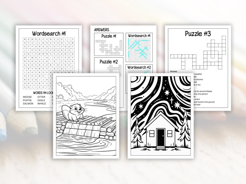 Alaska Coloring Pages Activity Book Kids Travel, Word Search ...