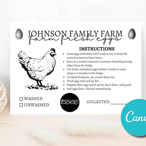 Fresh Egg Care Cards - Etsy