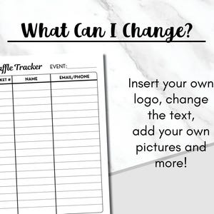 Raffle Tracker Editable Template Log Organizer, Ticket Fundraiser ...