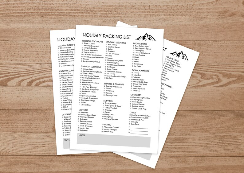 Printable RV Caravan Camping Packing Checklist Planner, Car Camping ...