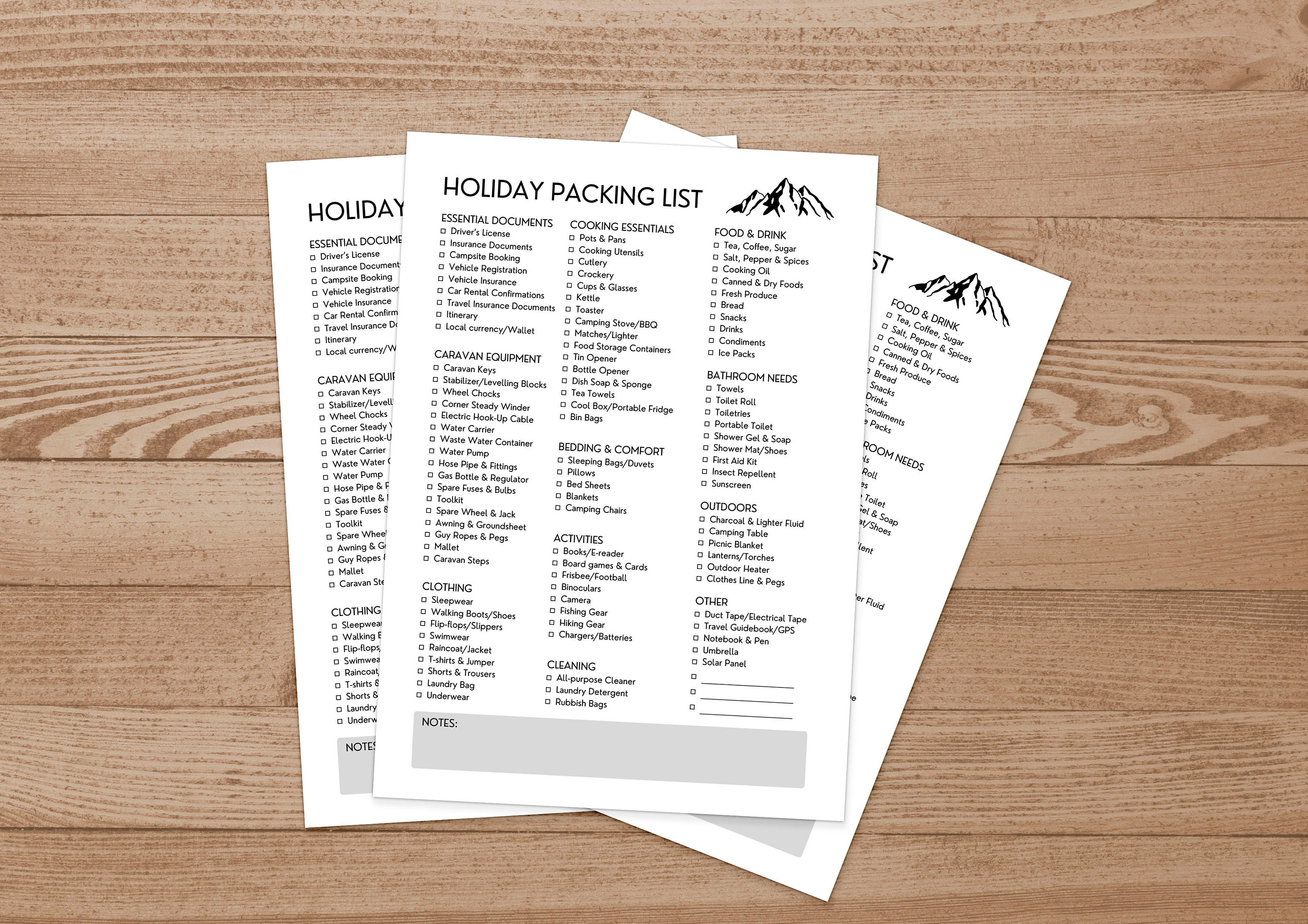 Printable RV Caravan Camping Packing Checklist Planner, Car Camping ...