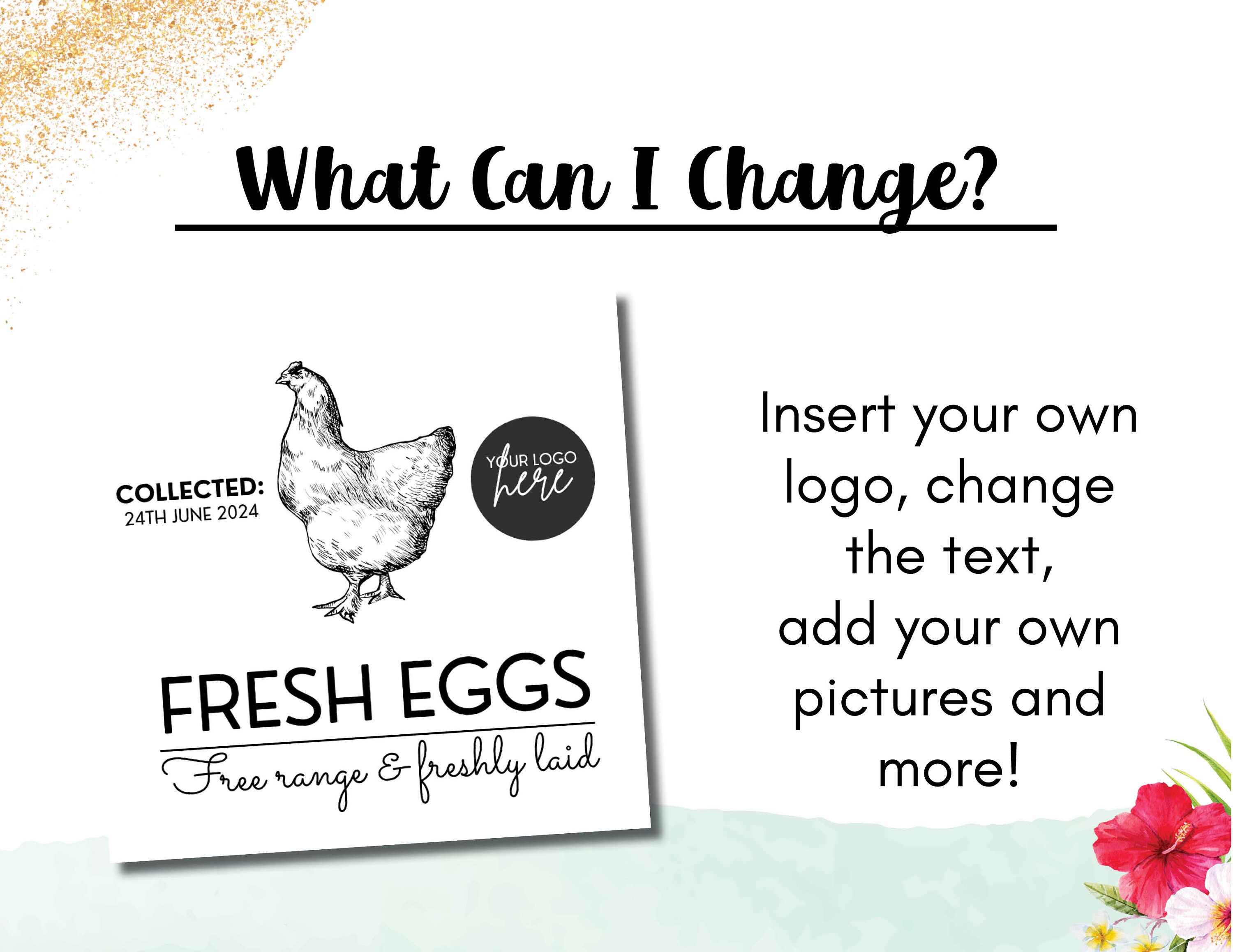 Custom Editable Egg Box Carton Labels Stickers Template, Personalized ...