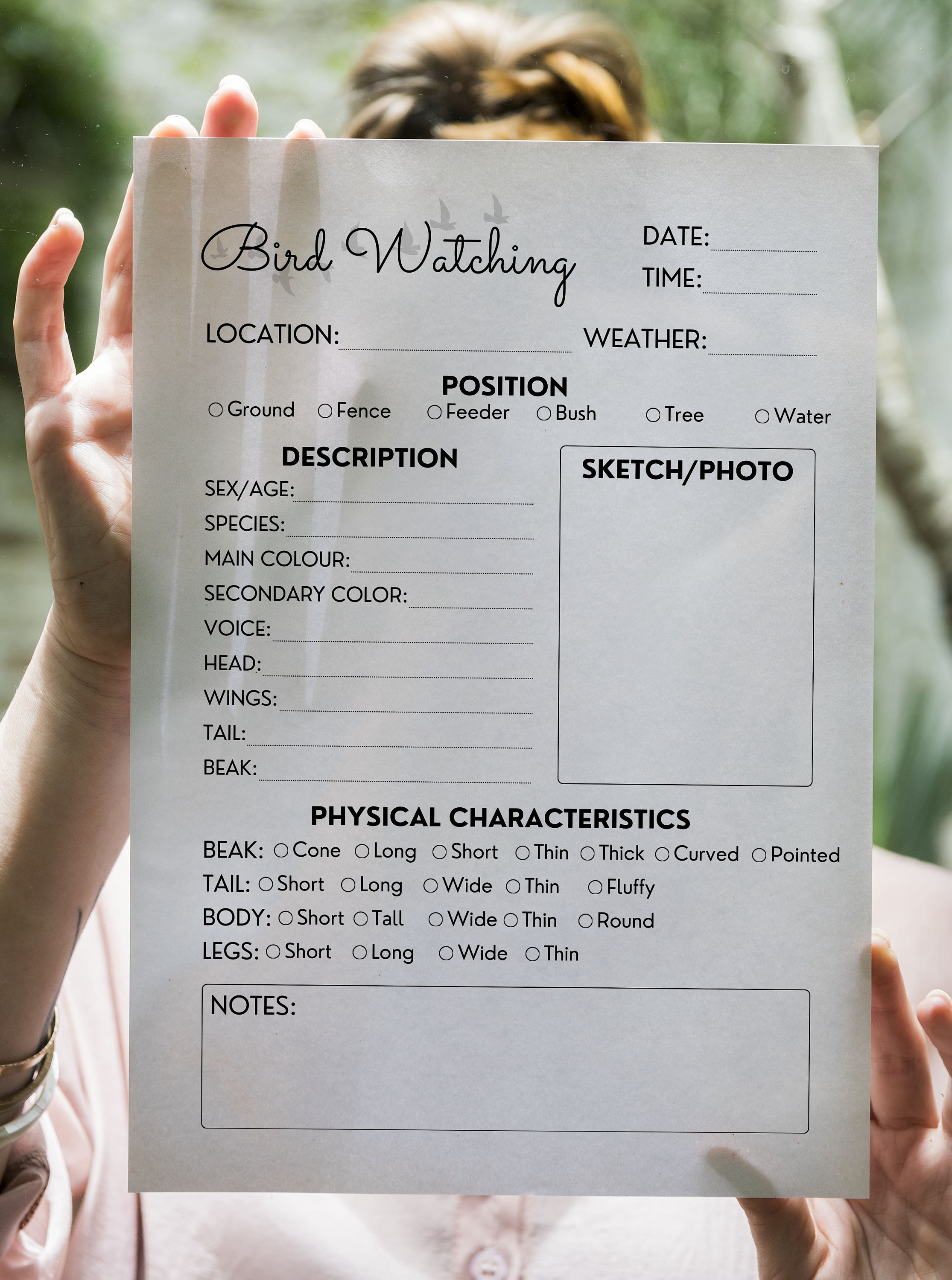 Birdwatching Checklist Log Template Journal Planner Gifts, Digital ...