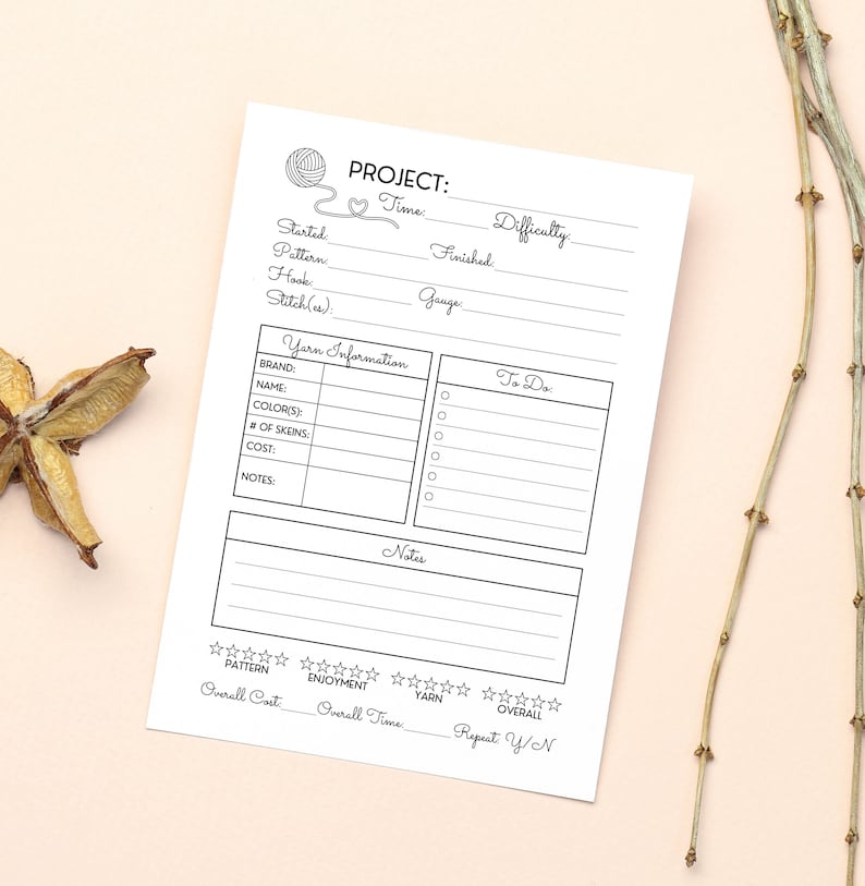 Printable Crochet Planner Tracker Organizer Journal Log Page, Knit ...