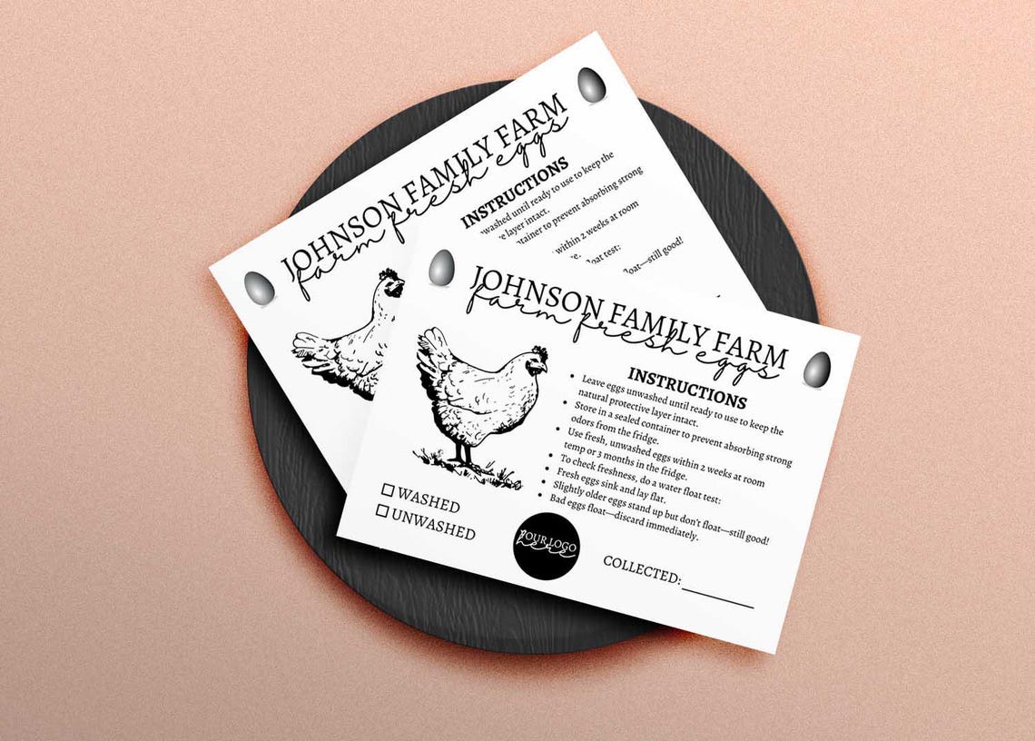 Egg Handling Care Card Label Instruction Template, Editable Fresh Egg ...