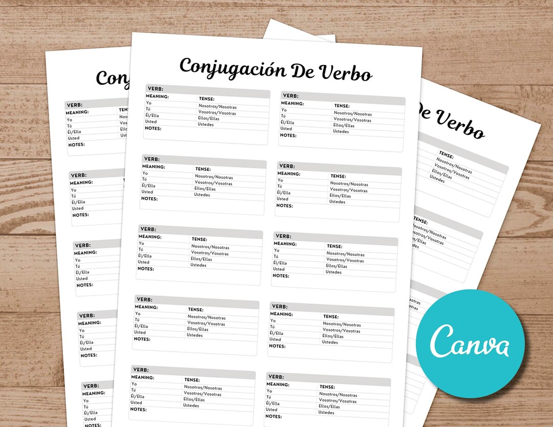 Spanish Verb Conjugation Practice Study Worksheets, Printables Spanish ...