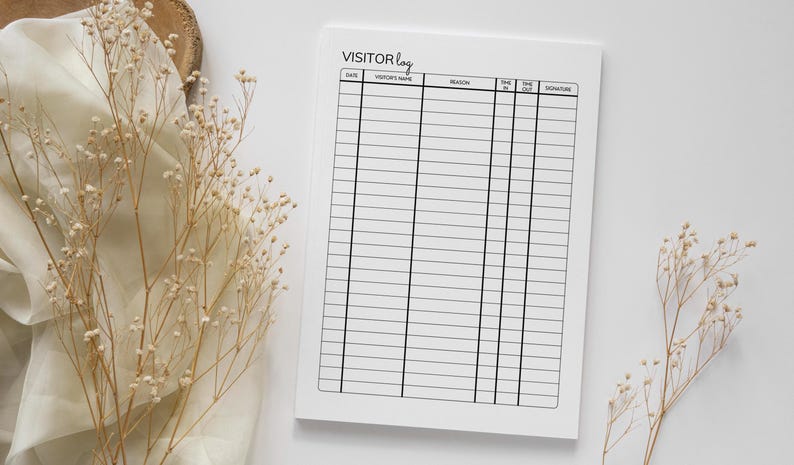 Editable Visitor Log Sign in Sheet Tracker Template, Printable Guest ...